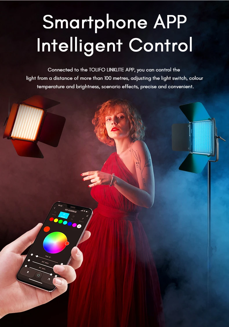 TOLIFO GK-S100RGB Video Studio Light - 2700K-10000K RGB LED