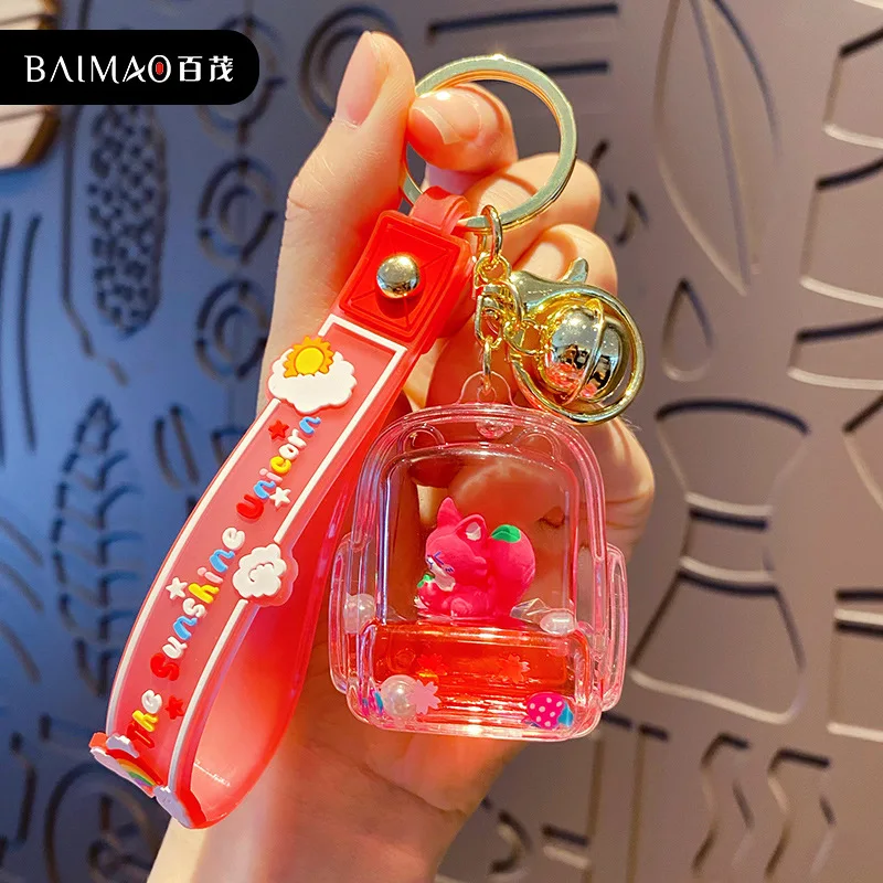 Cartoon Oil Floating Liquid Quicksand Bottle Bubble Tea Bear Key Chain ...