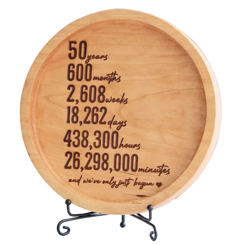 50 Year Anniversary Wood Tray Engraved With Months Weeks Days Hours And ...