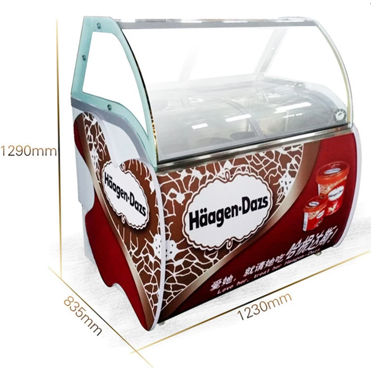 Small Ice Cream Showcase Freezer Ice Cream Display Freezers Slide Glass ...