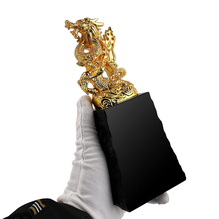 Gold Dragon Trophy Zodiac Dragon Crystal Trophy Award Championship ...