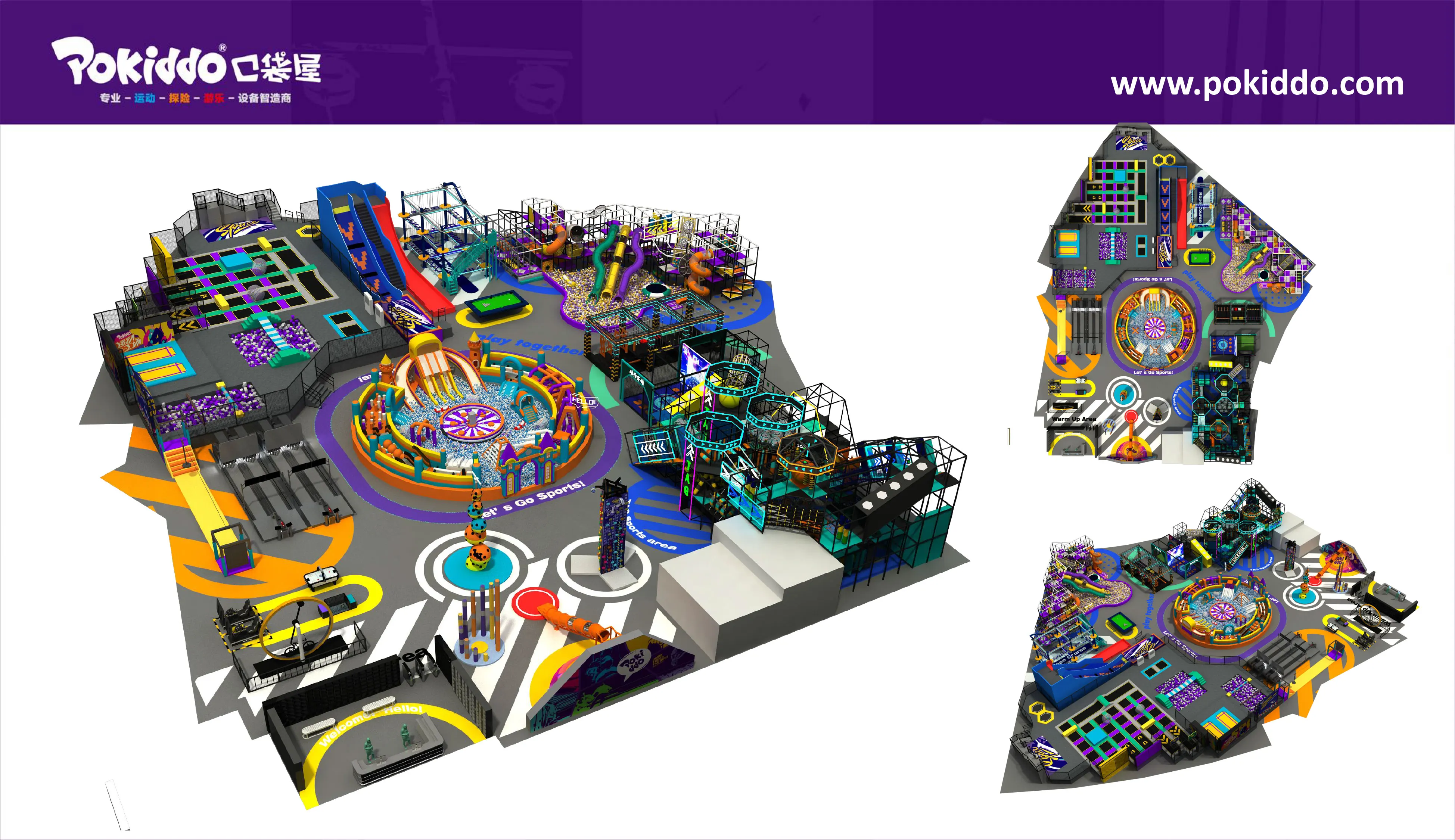 Pokiddo Custom 3000 Sqm Complex Family Sports Center Slam Dunk Tag Rope ...