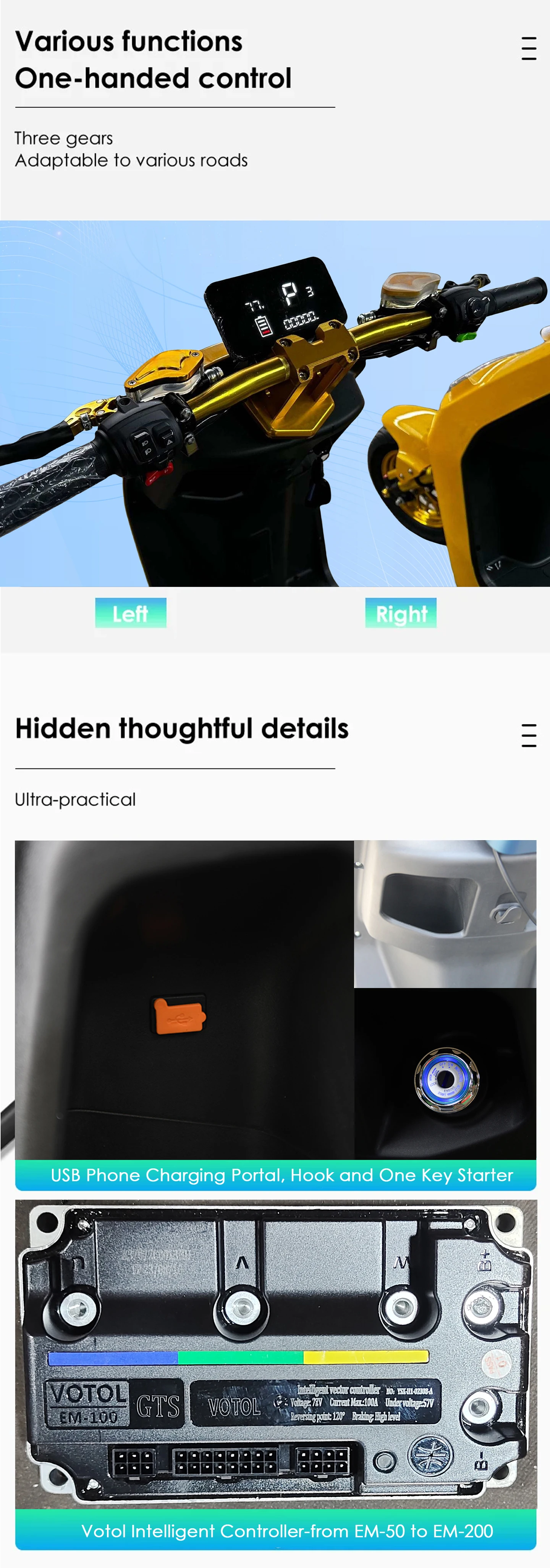 3000W EV Conversion Kit - 48V Electric Motorcycle Power