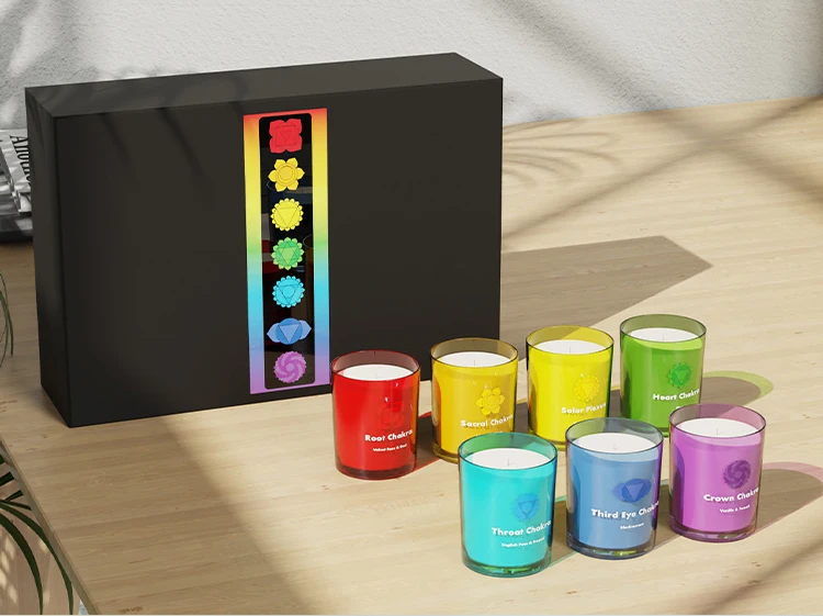 Custom Bulk Luxury Gift Set Soy Wax 7 Chakra Scented Candle With ...