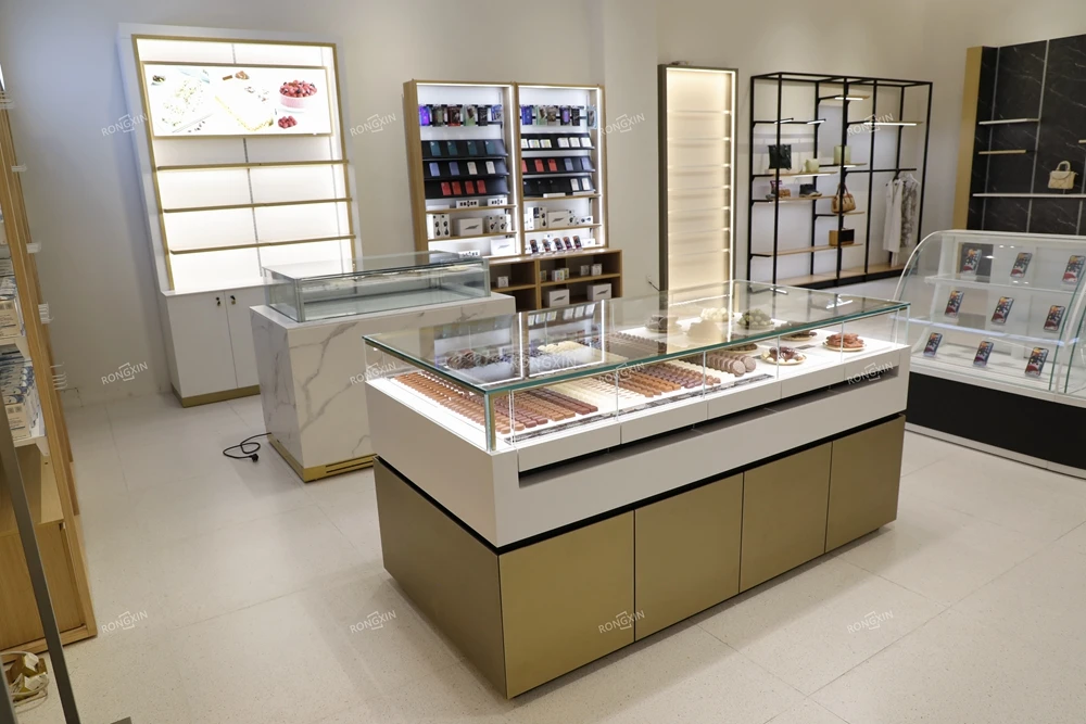 Custom Glass Chocolate Display Showcase for Sweet Desserts