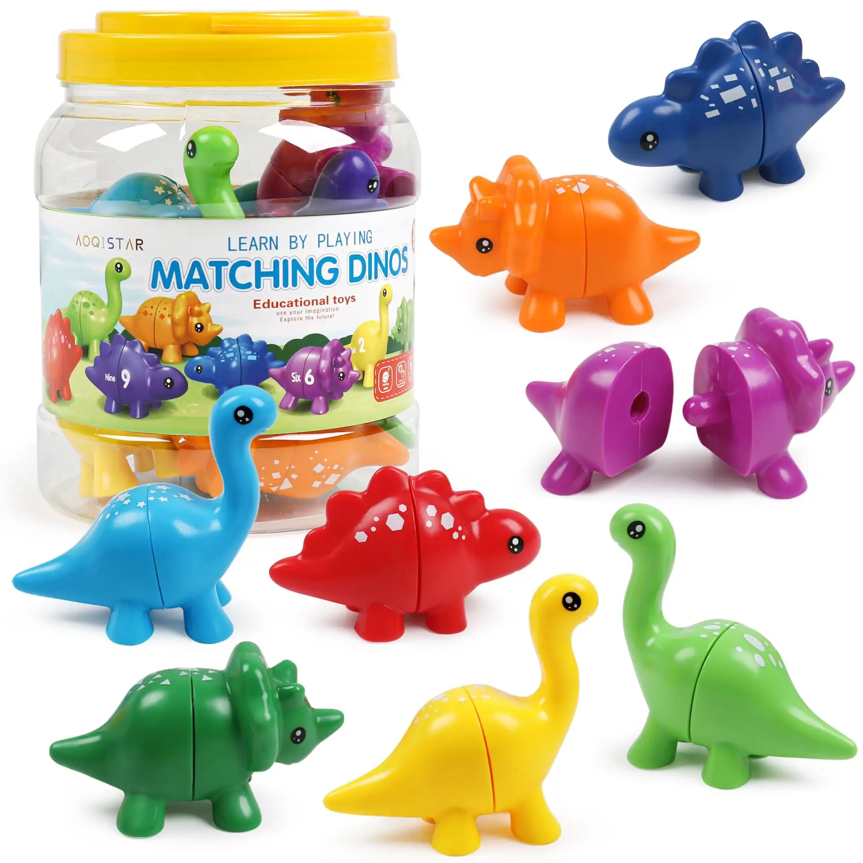 Montessori Sorting Matching Dinosaurs Toy Color and Shapes Recognition ...