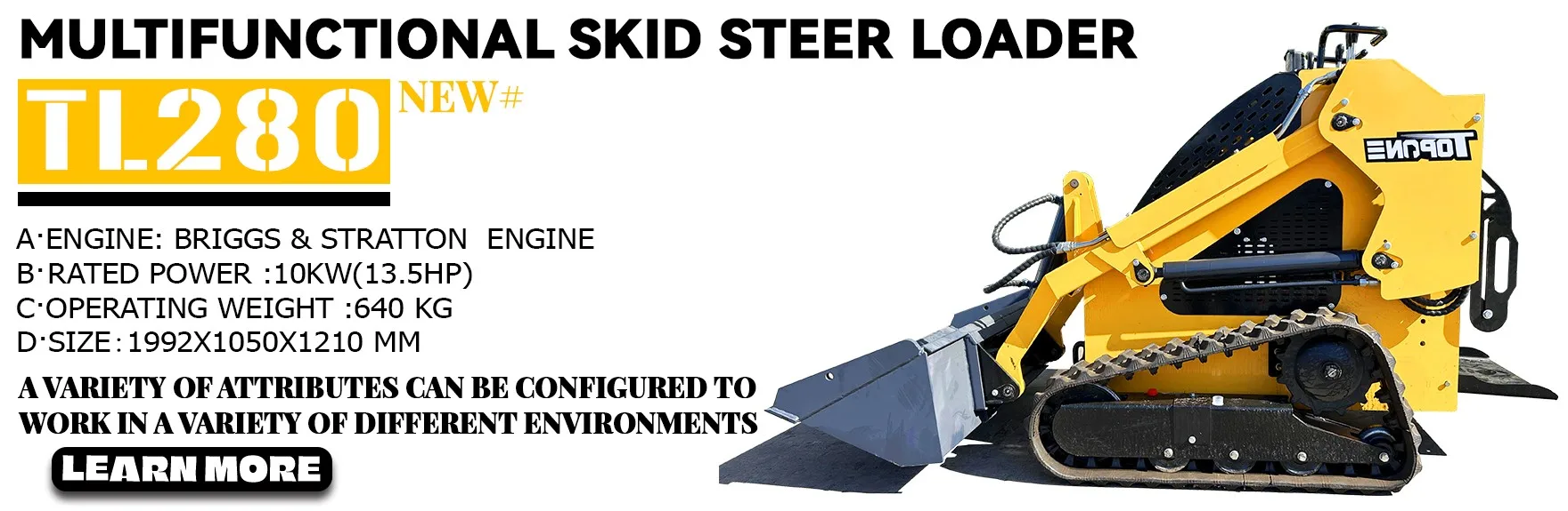 Chinese TL280 Mini Walk Behind Skid Steer Mulcher Loader