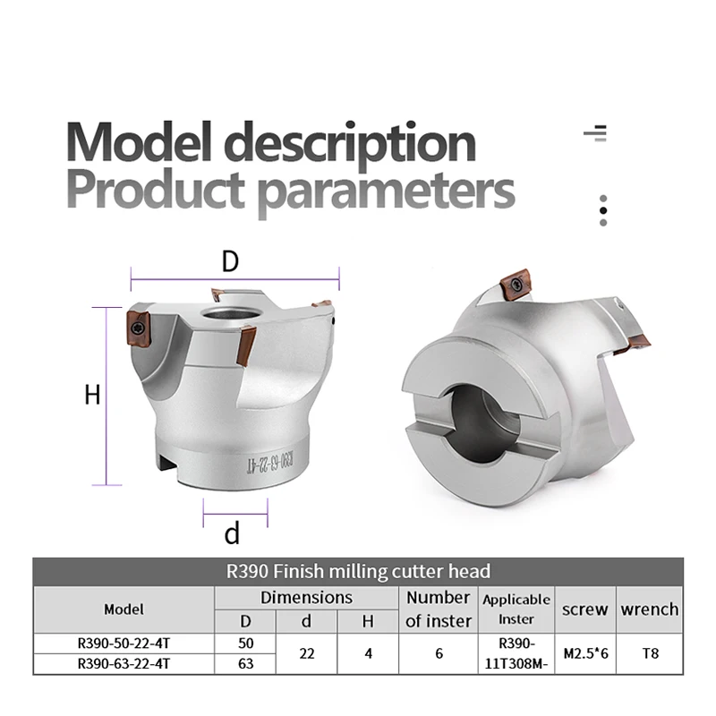 Nc R390-11T308 Milling Cutter Plate External Cold 50 63 Finishing Die ...