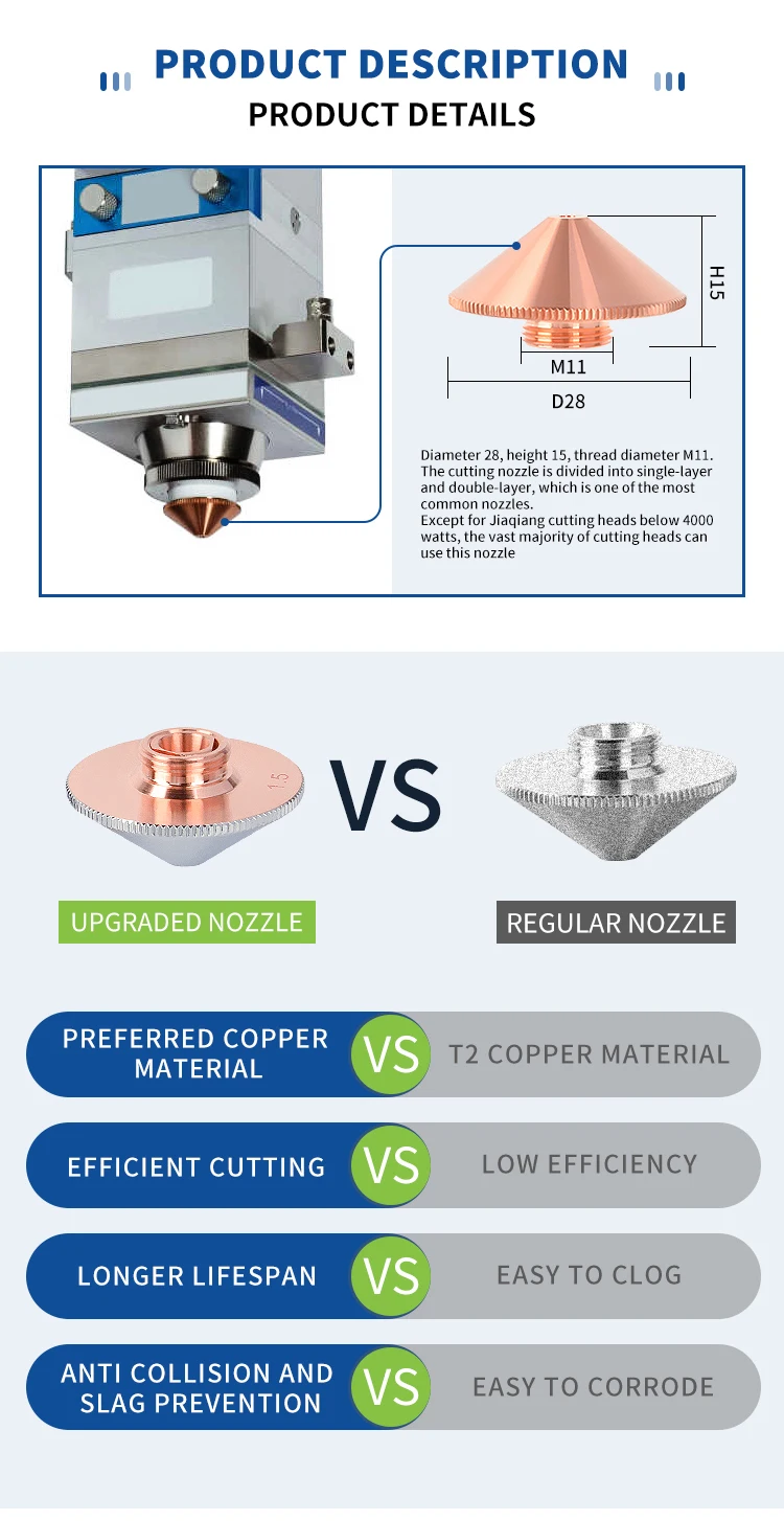 D1.0E D1.2E D1.25E D1.3E Laser Cutting Nozzles for Carbon Steel