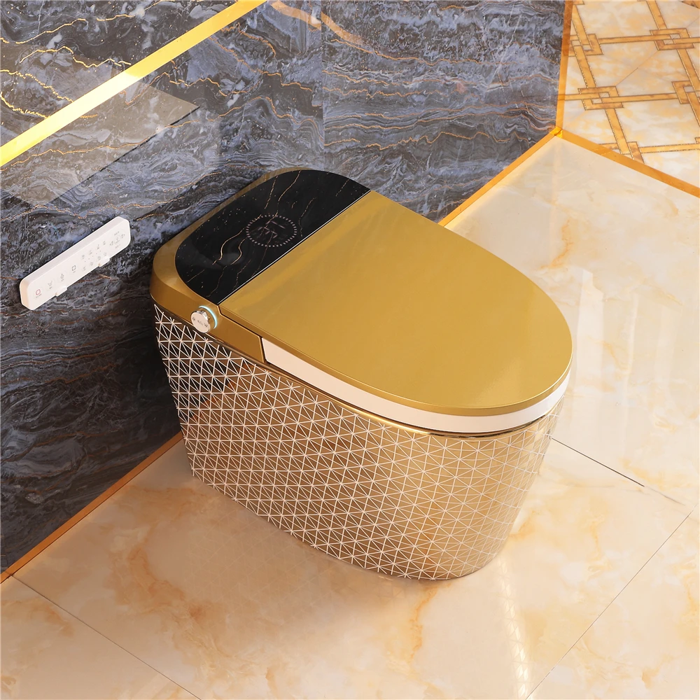 Luxury modern electric bidet heated commode toilet bowl bathroom gold ...