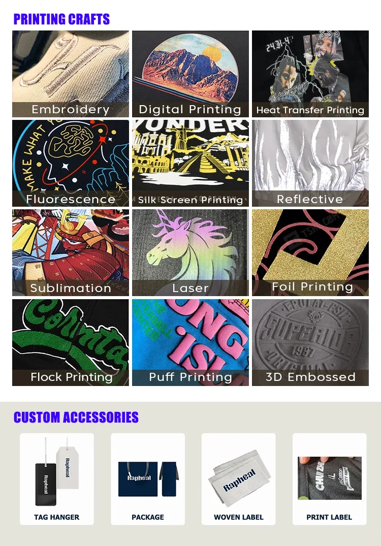 Custom Screen DTG Print Graphic Tees Streetwear Men Women