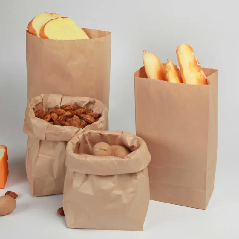 Cheap Brown Kraft Paper Bags For Fruit Vegetable Coffee Bread Fast Take ...