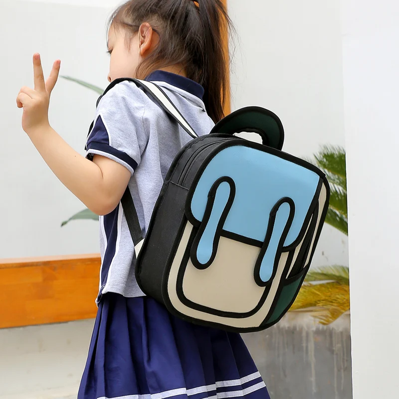 2023 Custom Logo 2d Cartoon Korean Backpack Kids Cute Student Book Bag ...