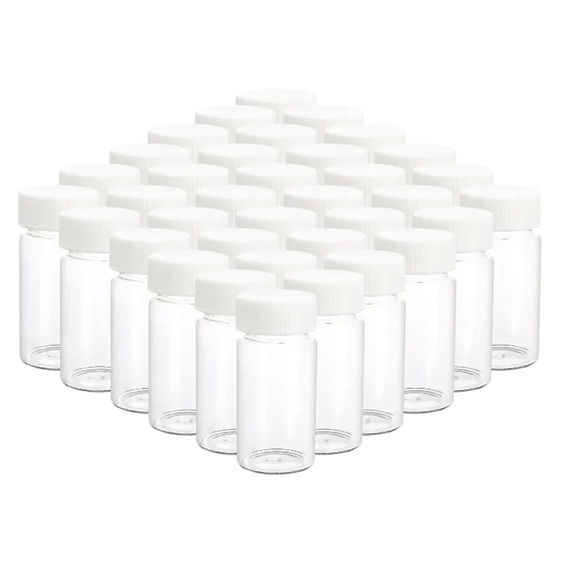 15ml Clear Glass Sample Vials Reagent Media Liquid Bottle With White ...