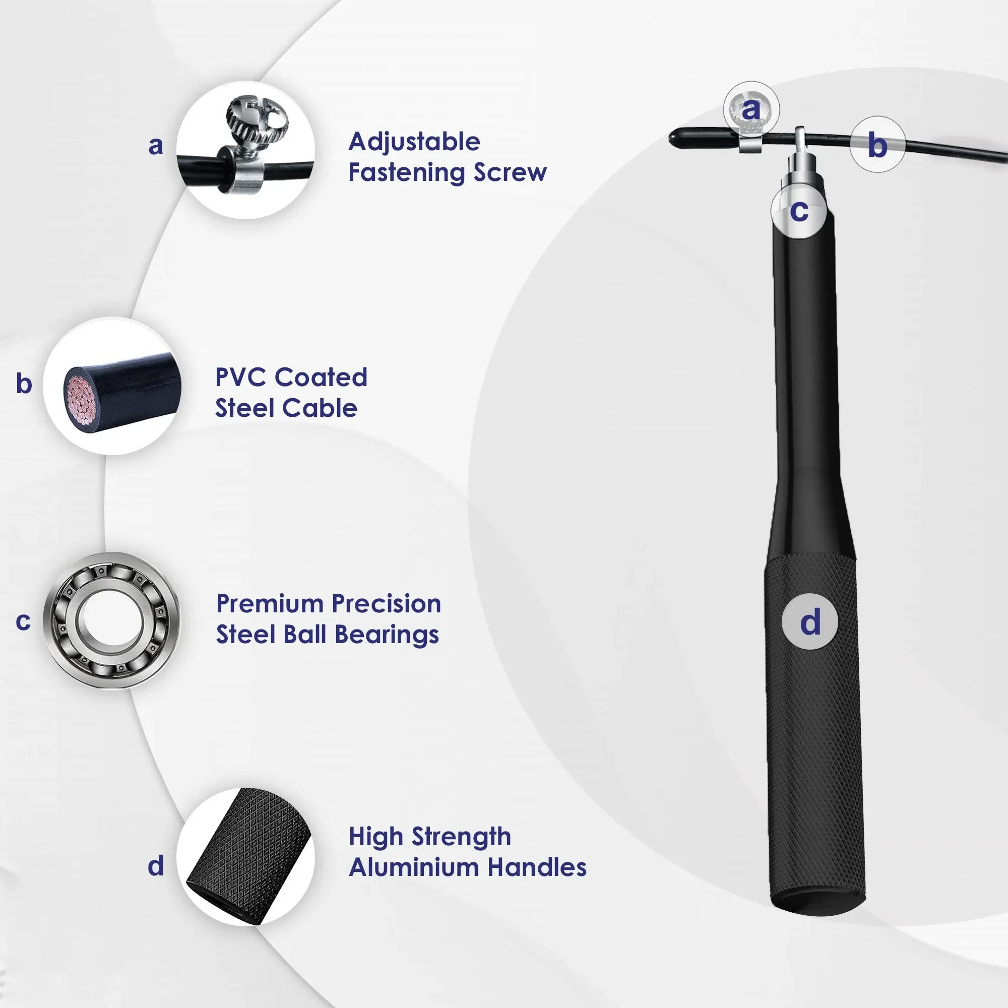 High Fast Speed Rope Wire Rope Jump Skipping Black Rope Aluminum Handle ...