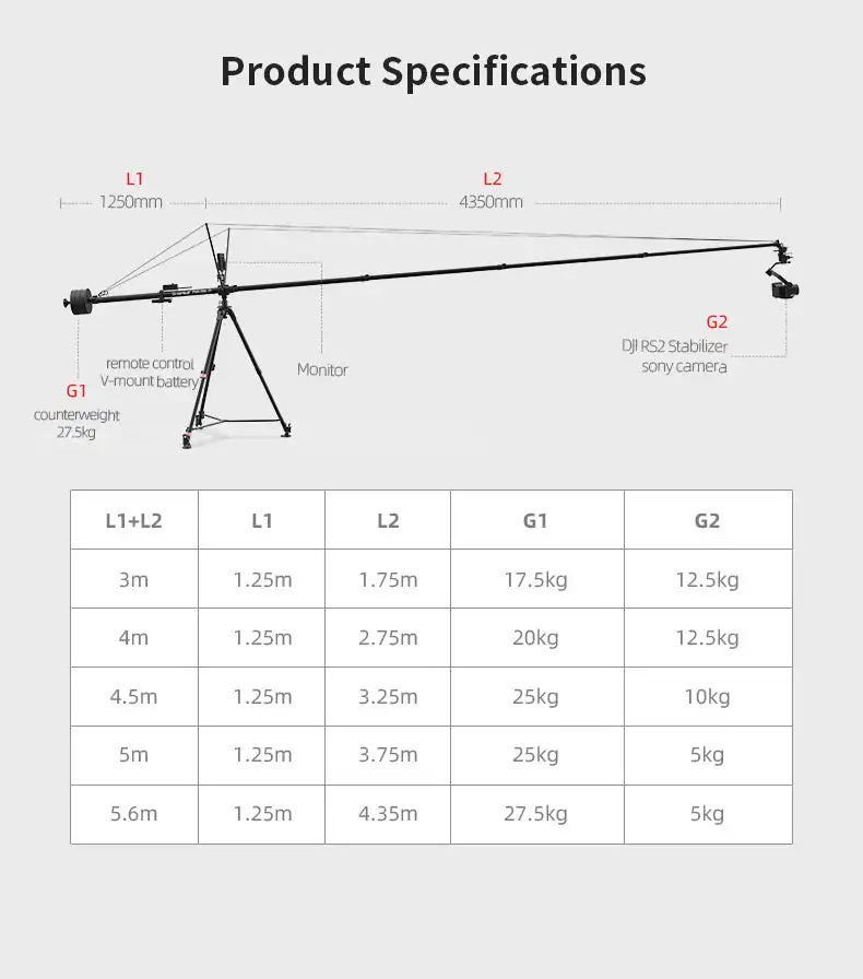 CAME-TV J5 Telescopic Portable Camera Jib - 5.6 Meters