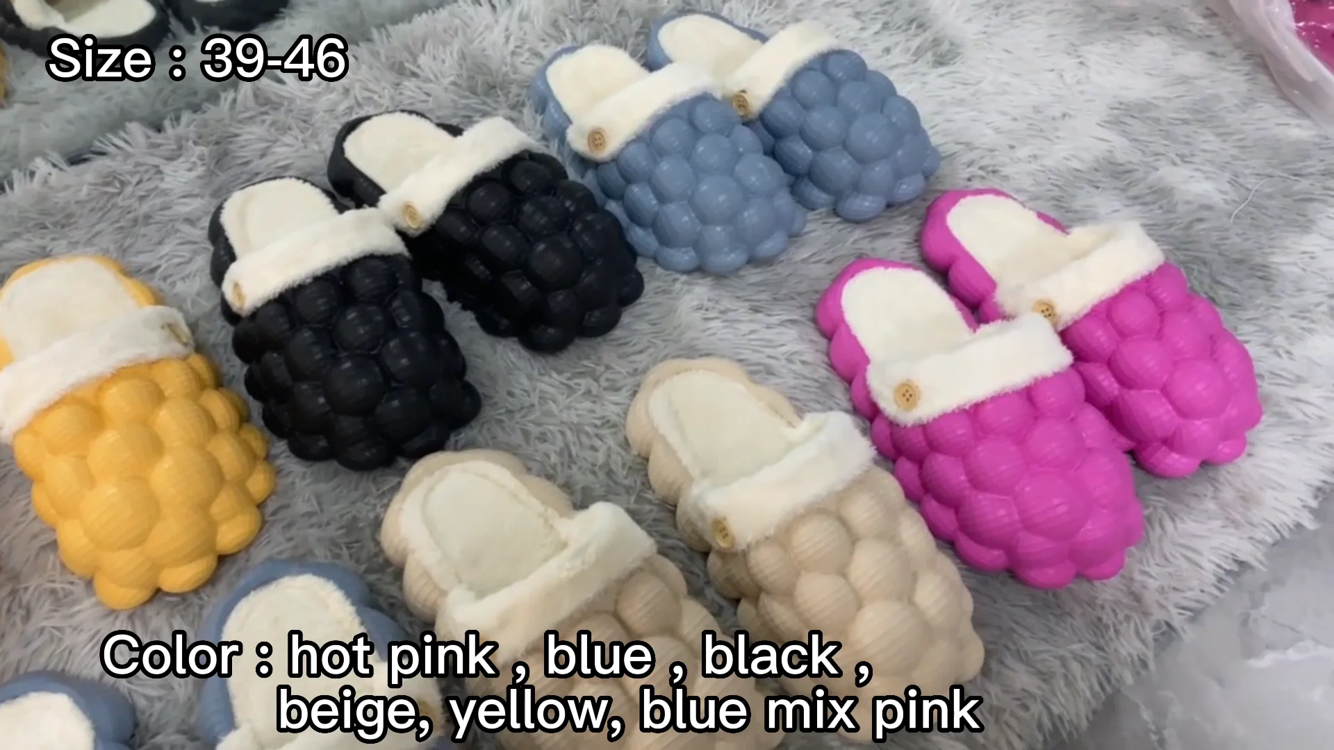 New Style Massage Furry Bubble Slippers For Women Men Funny Lychee Non ...