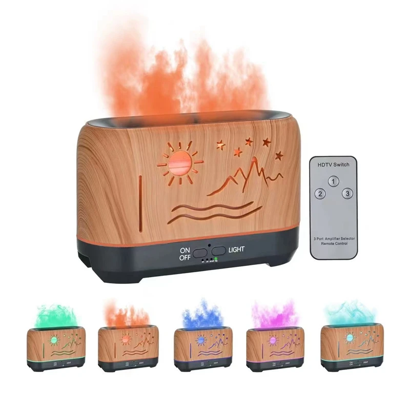 250ml Portable Fire Flame Lamp Diffuser Air White Noise Humidifier ...