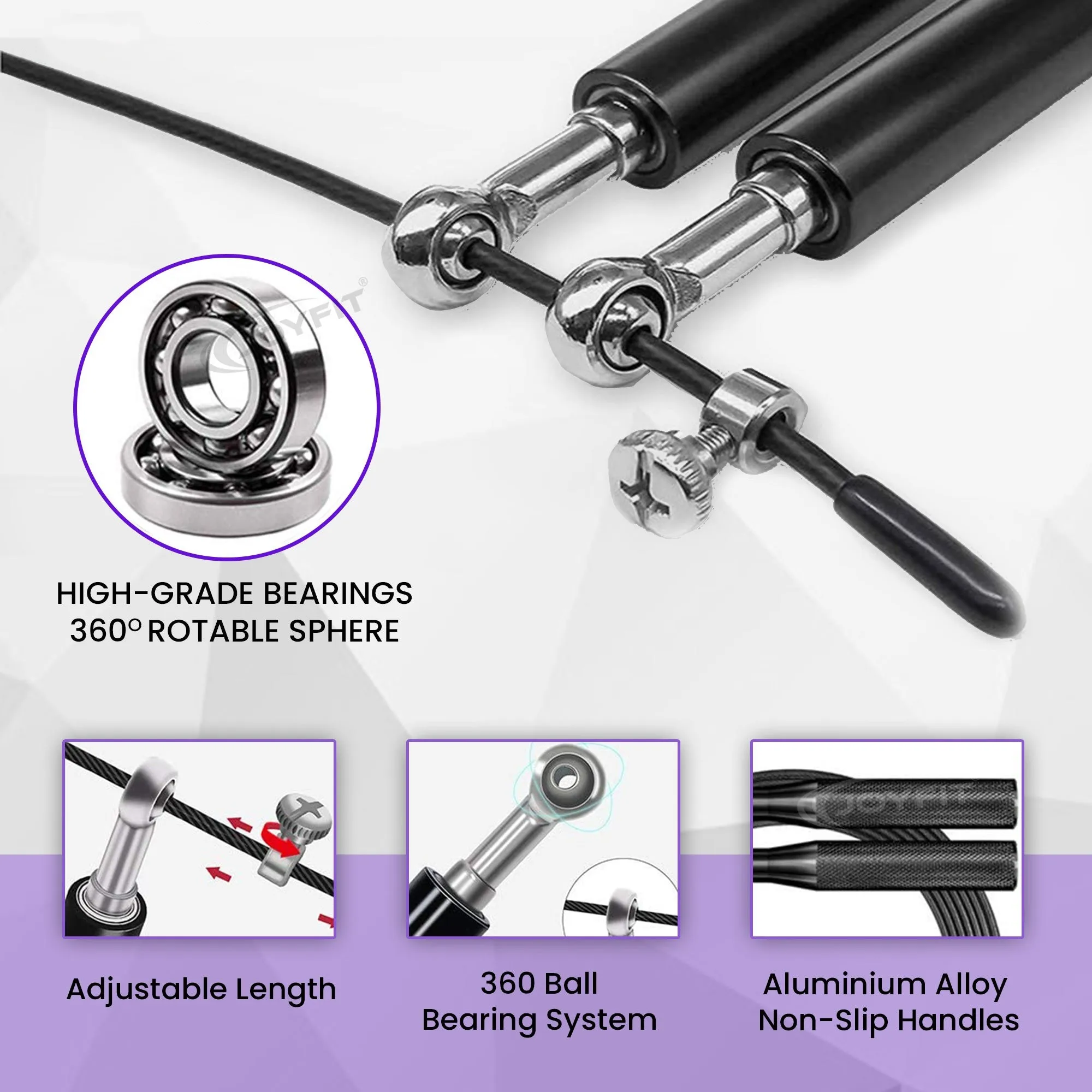 PVC Handle Steel Wire Jump Rope With Adjustable Length Fitness ...