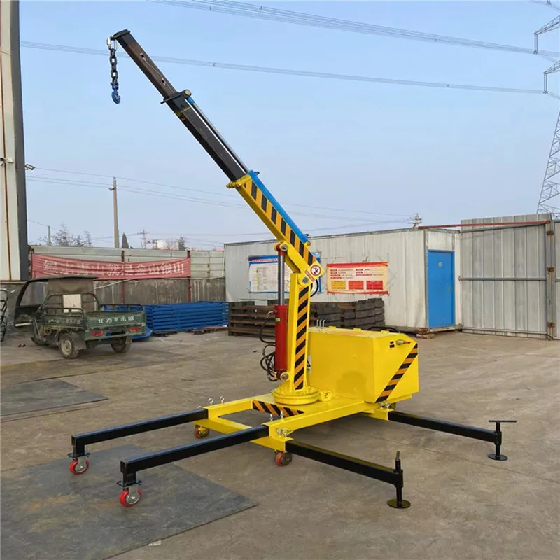1000kg Portable Floor Hydraulic Small Crane For Warehouse Construction Lifting Equipment Mini ...