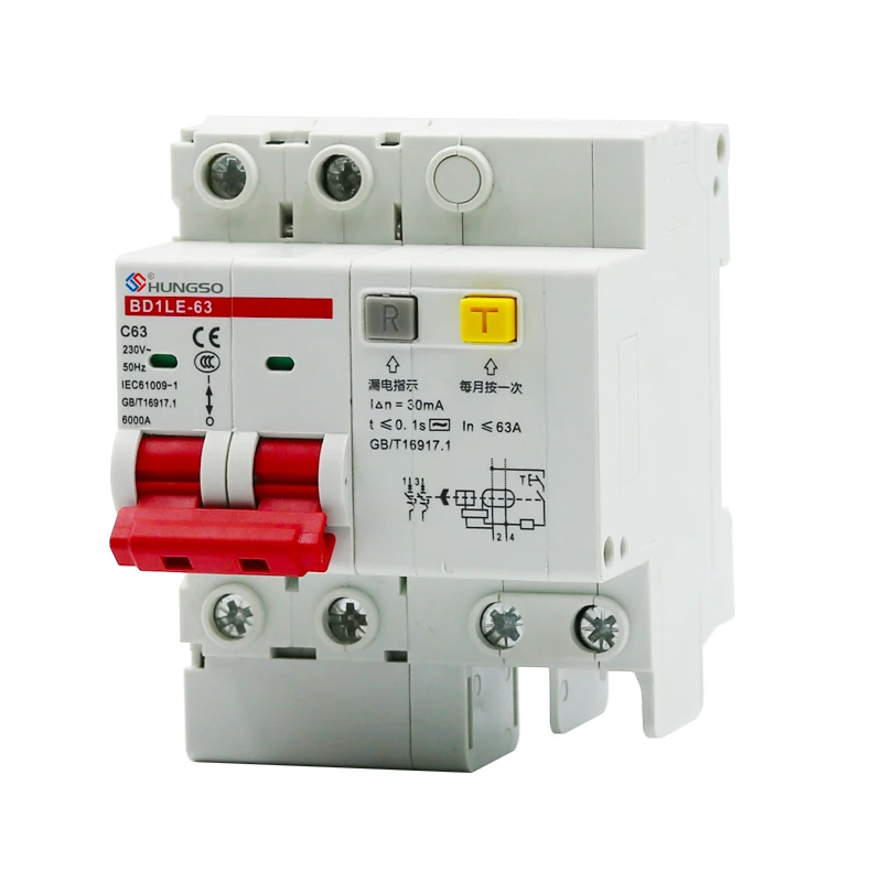 Disyuntor de corriente Residual AC 2P 63A 30mA, disyuntor de fuga de tierra en miniatura RCCB ...
