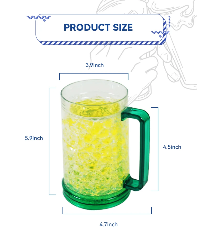Sublimation Custom Freezer Plastic Beer Mugs With Hande - Buy Insulated ...