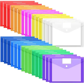 A4 Size Colored Plastic File Envelopes With Paste Button Clear Document ...