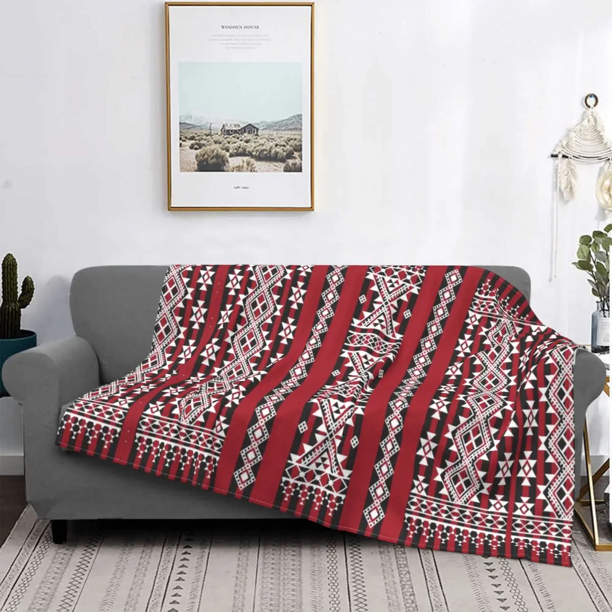 Geometric Traditional Amazigh Kabyle Pattern Blanket Warm Fleece Soft ...