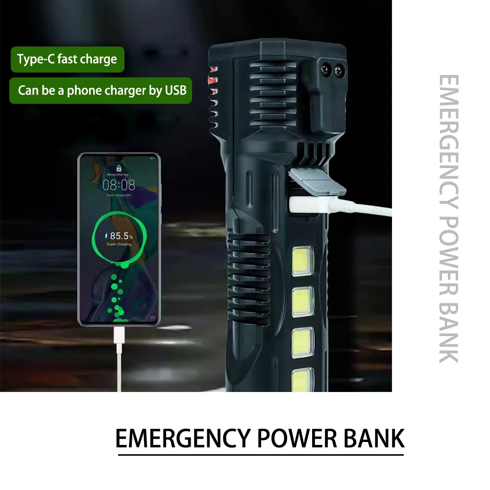 Usb Rechargeable Ultra Bright Torch Light 4 Modes Searchlight Led ...