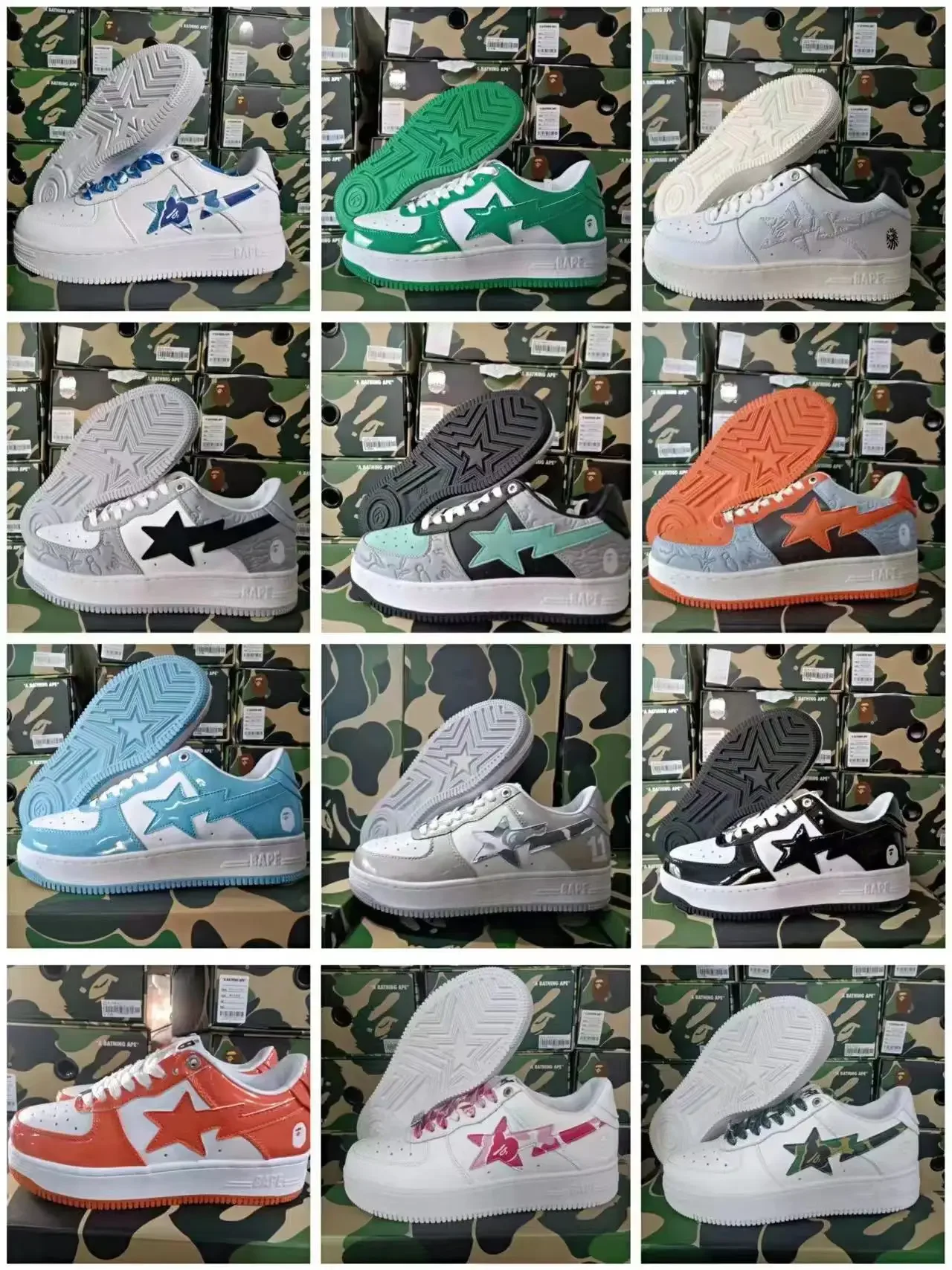 Latest Design Fashion Men Basketball Bapes Shoes High Quality Custom ...