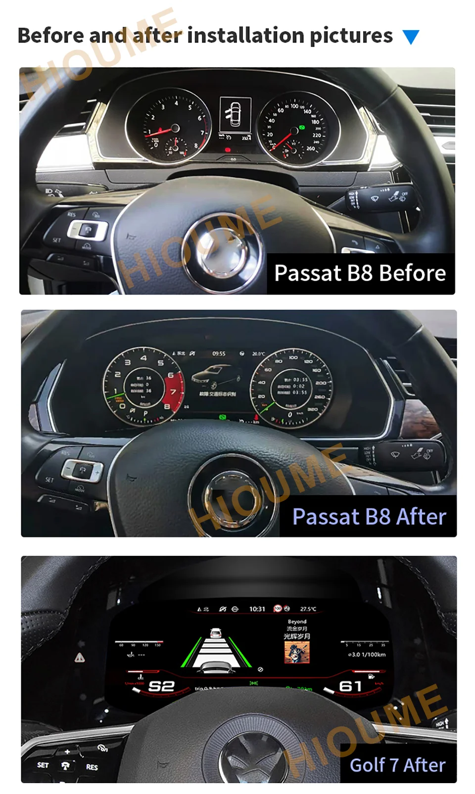 Digital Dashboard Panel Speedometer for Volkswagen Golf 7 MK7 Passat B8 ...
