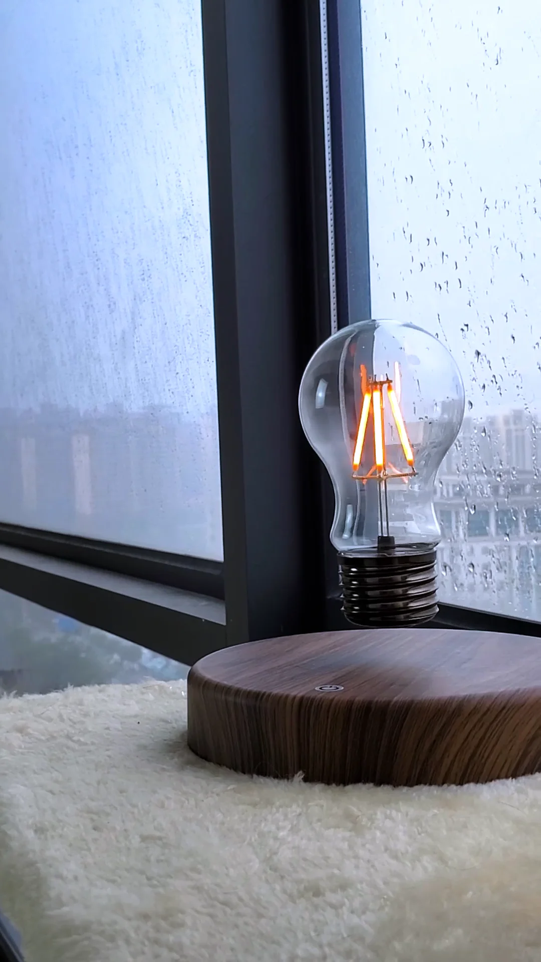 Levitating Light Bulb Rotating Floating Bulb Wood Table Lamp Unique ...