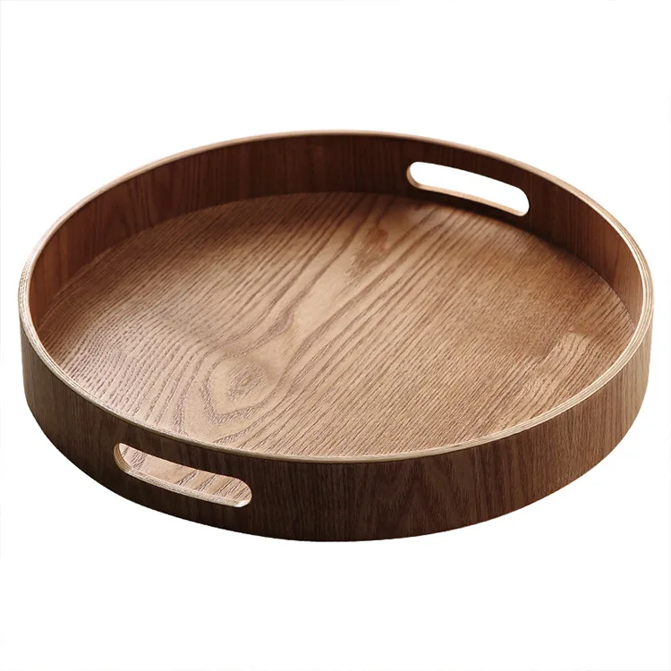 American Solid Wood Tray Round Tea Tray Home Dining Tray Snack Tray ...