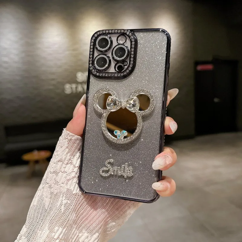 Cute Cartoon Glitter Mirror Phone Case for iPhone 16 Pro Max 15 14 Plus ...
