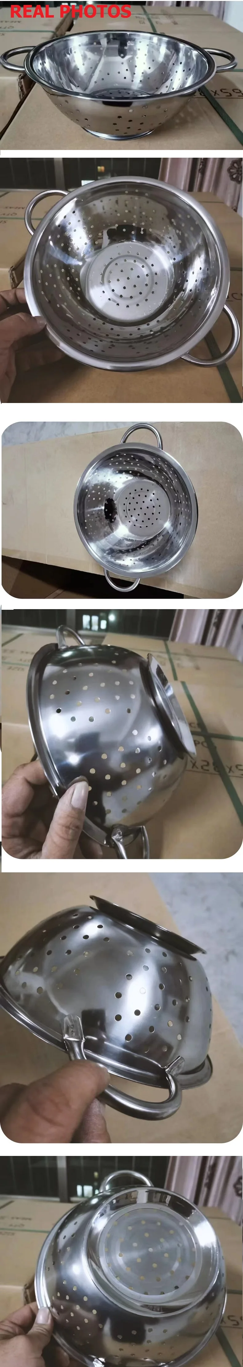 Stainless Steel Punching Colander Food Strainers Fruit Vegetable ...