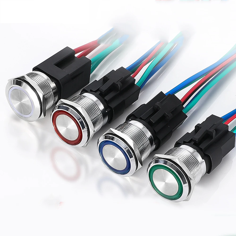 Latching Ip65 Metal Waterproof Ring Light 10a Push Button Momentary ...