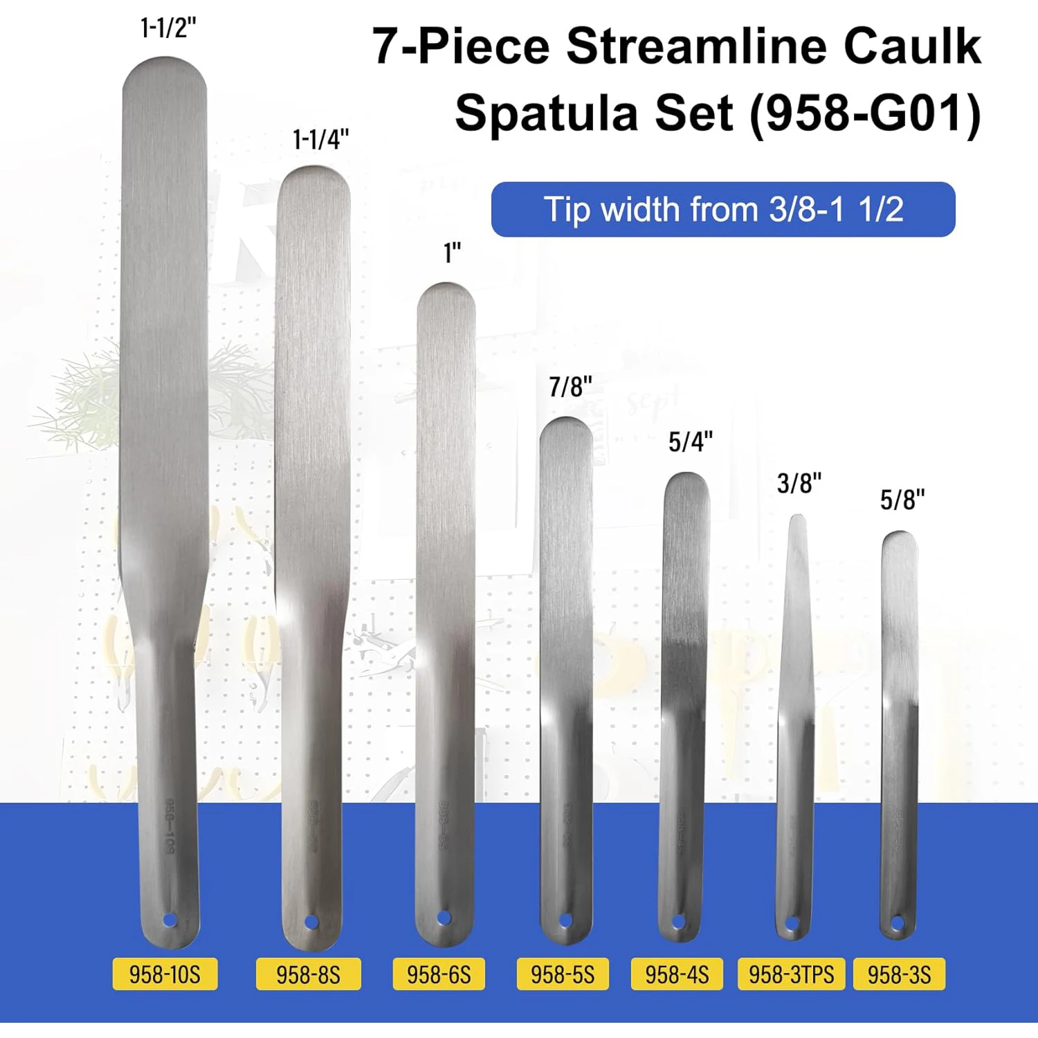 958-G01 Streamline Caulk Spatula 7-Piece Set, One Pack, Stainless Steel ...