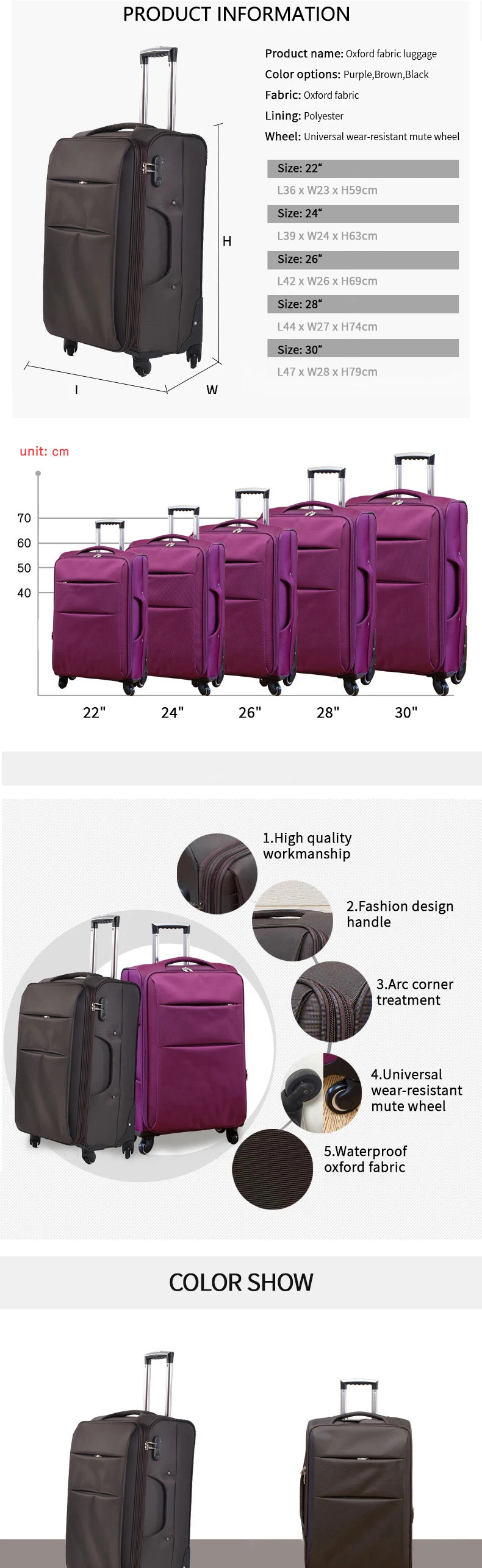 Factory Expandable Fabric Soft Shell Suitcase Traveling Luggage Koffer ...