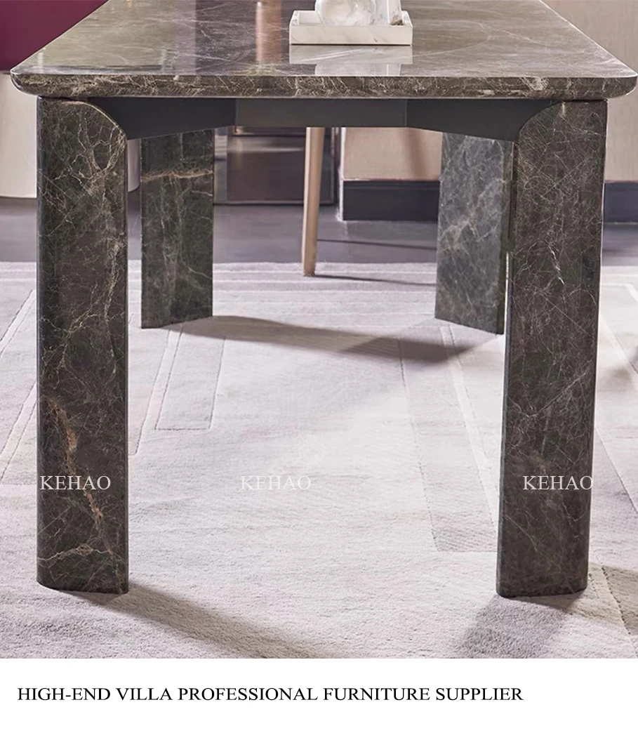 Modern Luxury Natural Stone Dining Table Set 4 6 Seater Full Marble ...