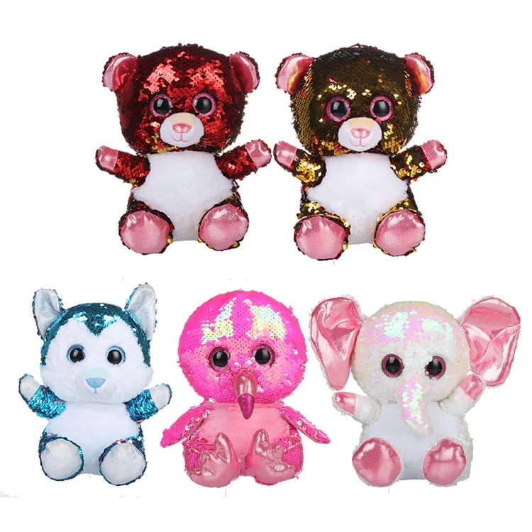 Creative Reversible Flip Sequin Stuffed Animal Toys Custom Cartoon ...