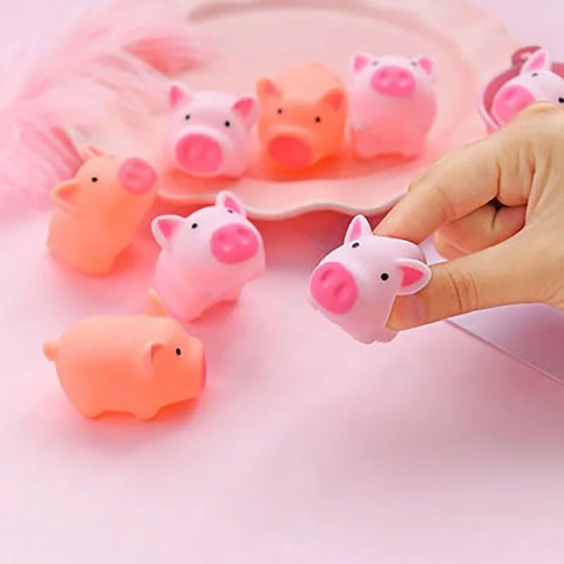 wholesale 4.5CM small rubber screaming pink pig toy cute pink pig baby ...