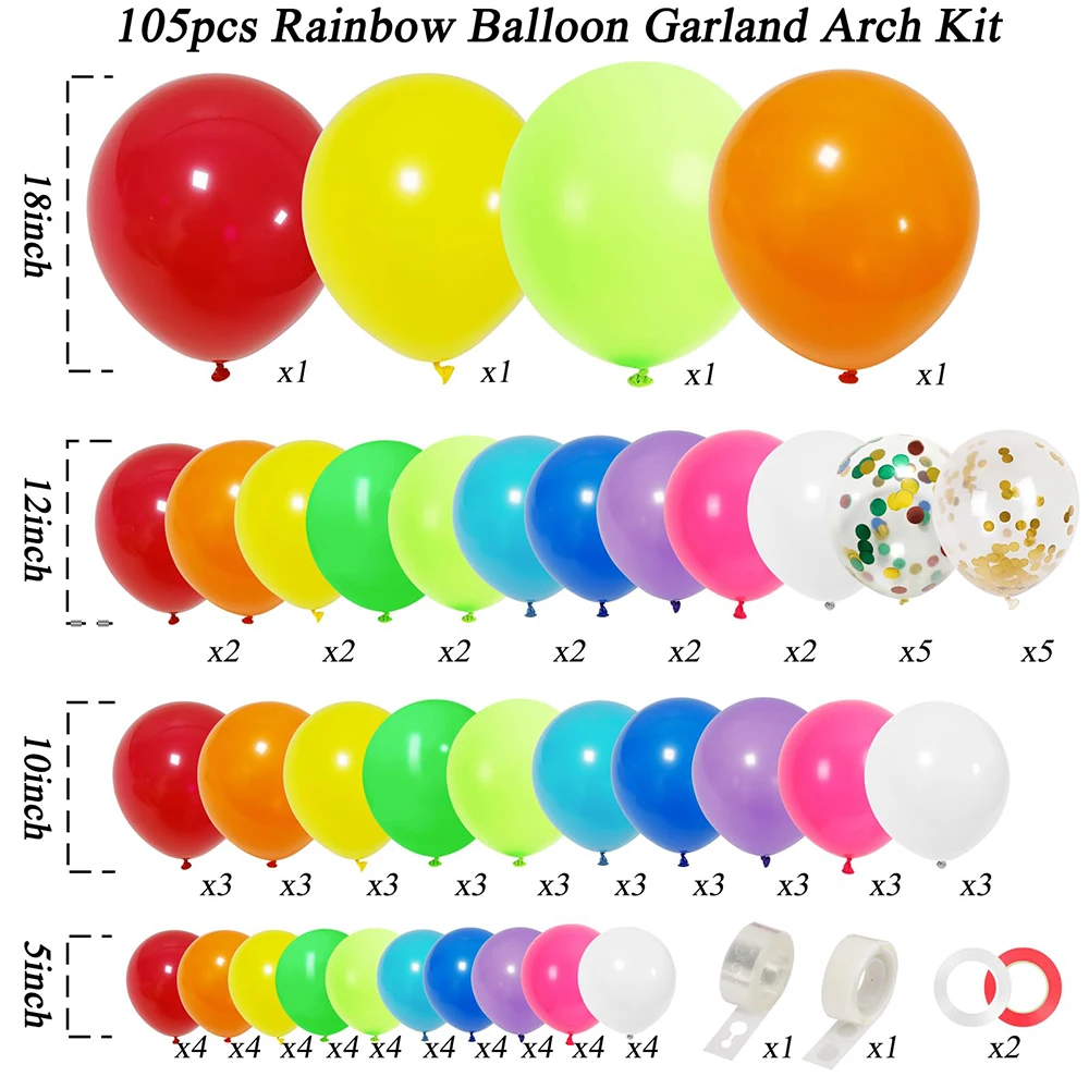 105pcs 5/10/12/18 Inches Balloons And Party Needs Premium Party High ...