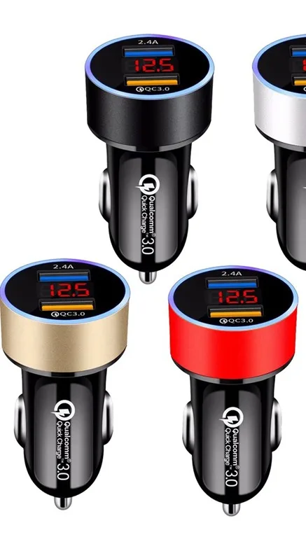 Fast Charger Led Display Usb Car Charger Adapter Dual Usb Port For ...