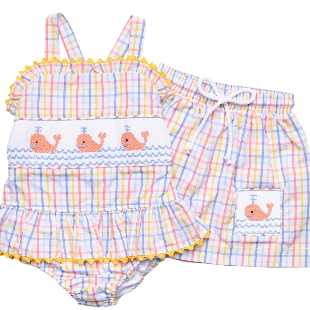 Preorder Little Girls Swimwear Kids Bikini Ocean Whale Print Summer ...