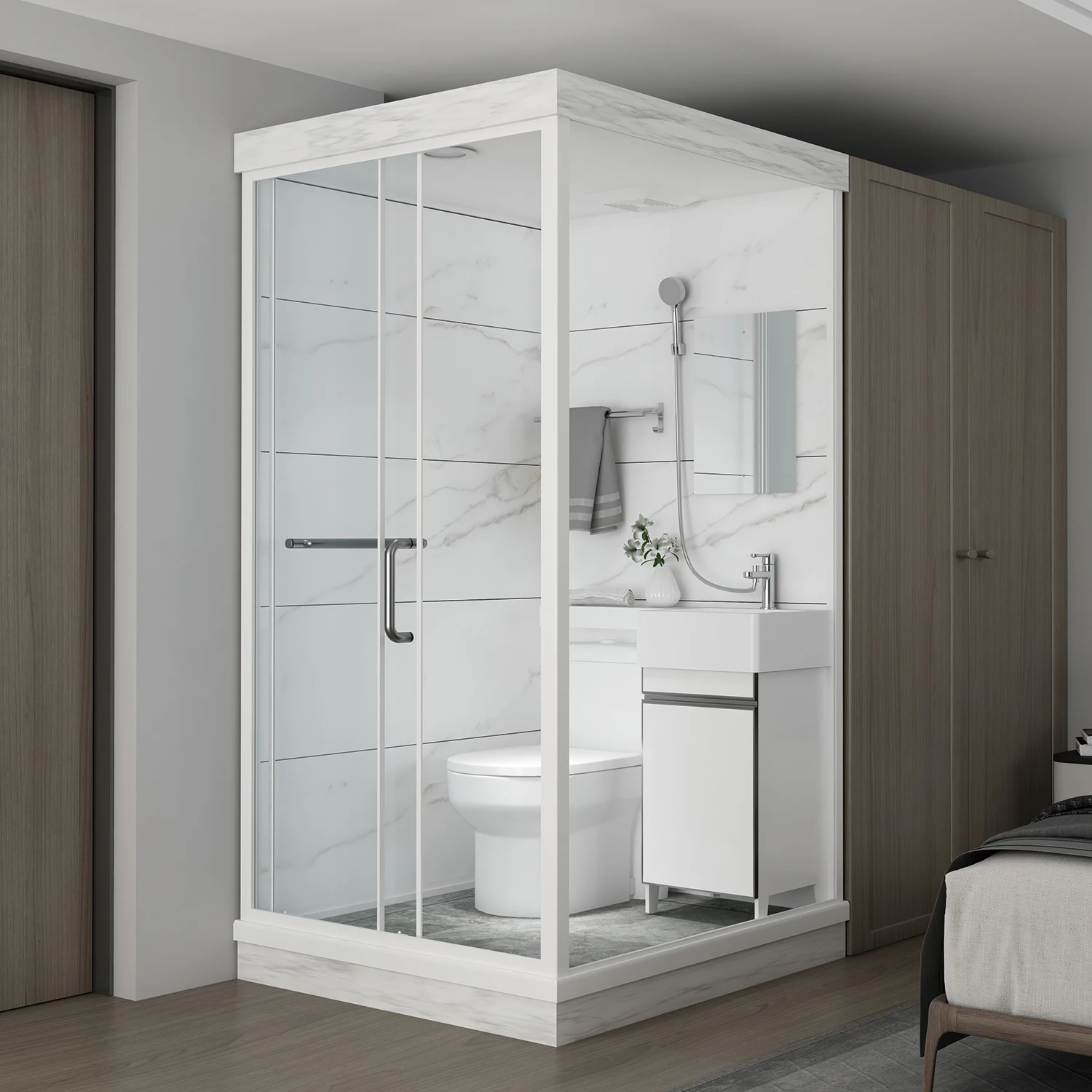 High Quality Bathroom Pod With Shower Set Wash Basin Faucet And Toilet ...