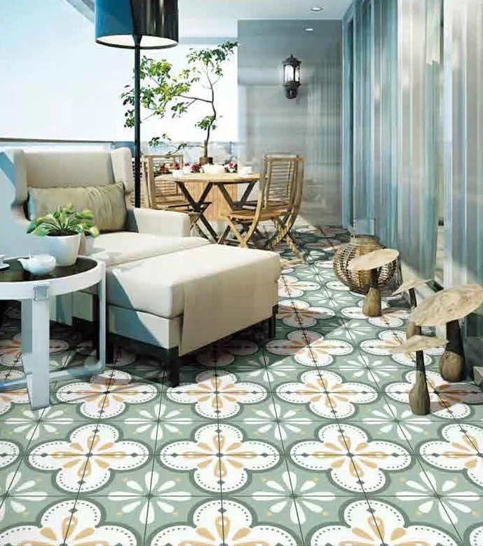 20x 20 Blue 3d Geometric Inkjet Interior Porcelain Tiles