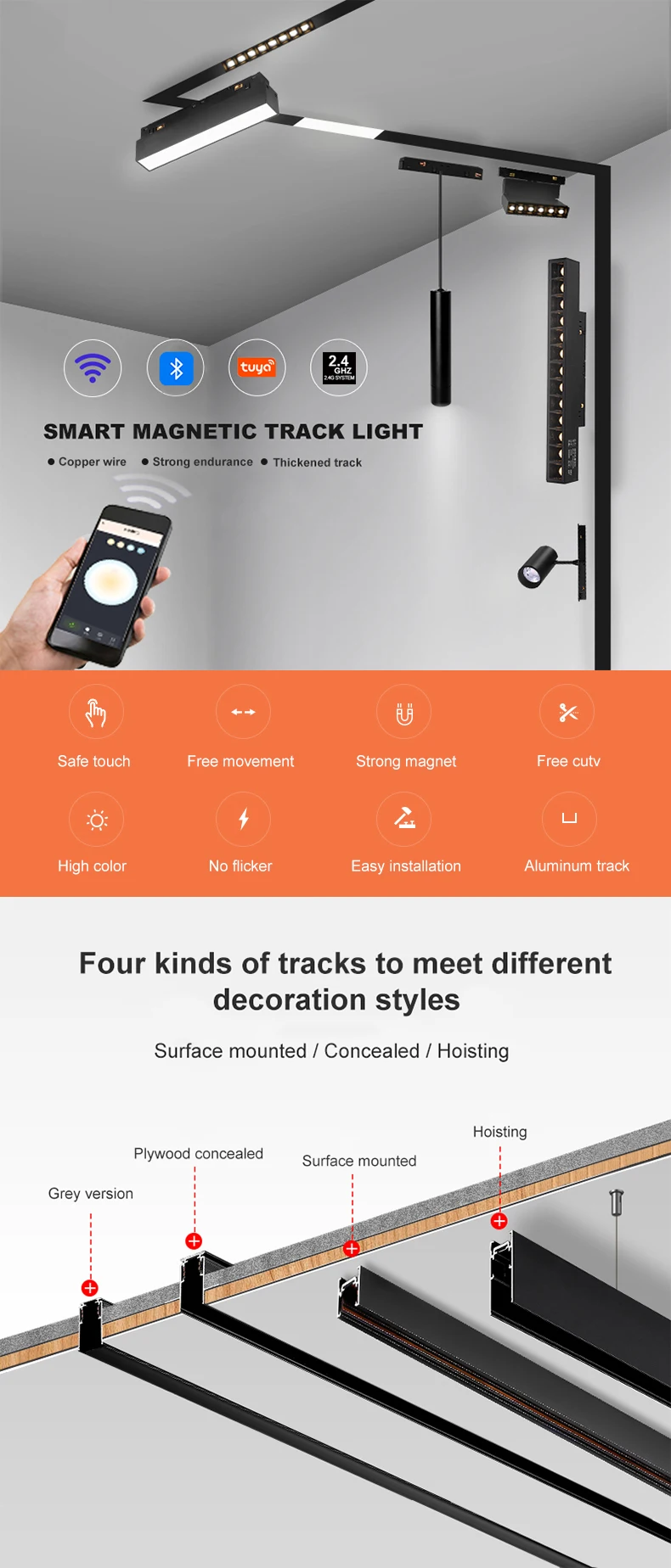 Magnetic Track Lighting System Recessed Dc40v Dimmable Led Track Lights ...