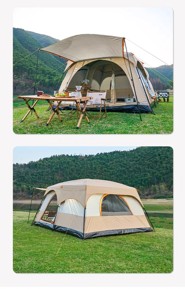 Safari Tent Luxury Canvas Glamping 6 Person Black Popup Camping Tent ...