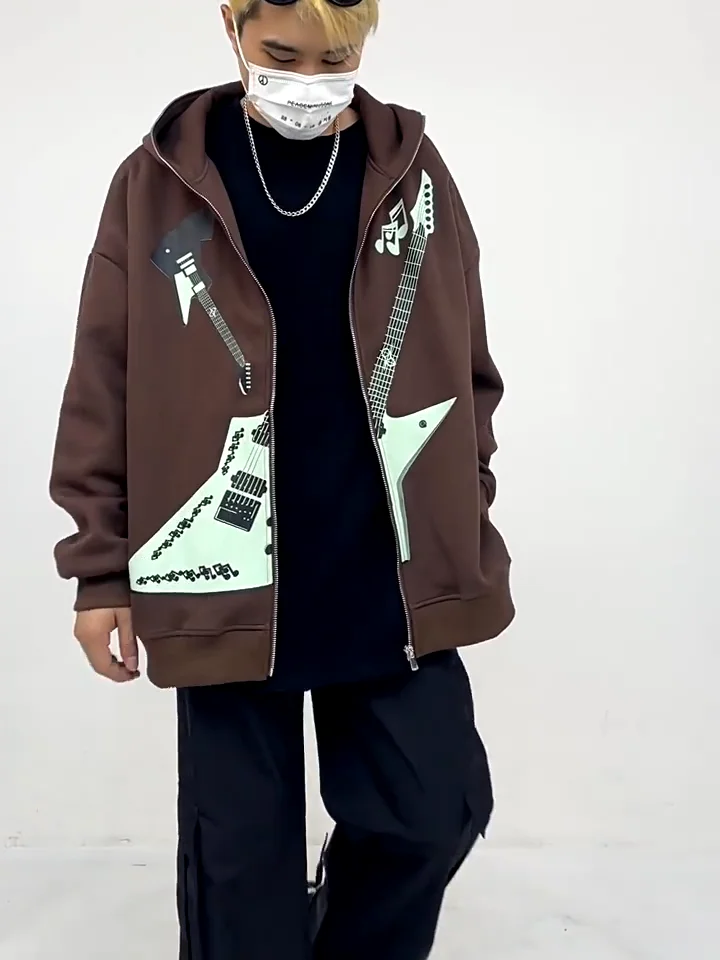 Factory Customized Puff Printing Men's Hoodies Sweatshirts Full Zip Up ...