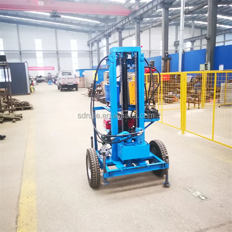 Diesel Engine Shallow Well Rotary Drilling Rig Portable with Wheels ...